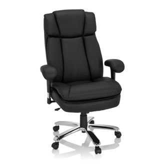 hjh OFFICE Bürostuhl gepolstert Builder XXL I Kunstleder Chefsessel bis 180kg belastbar, hohe Rückenlehne, Schwarz 691010