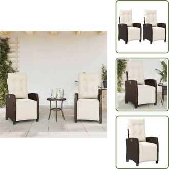 vidaXL Gartensessel mit Fu&szlig;teil 2 Stk. Verstellbar Braun Poly Rattan - Gartenstuhl - Gartenm&ouml;bel - Rattan M&ouml;bel - Ausziehbarer Gartenstuhl
