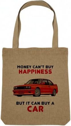 Fabulous Sac Shopping Tote Bag Aspect Lin - Car - Money Cant Buy Happiness Passion Sac de Courses Toile Epaisse 360g Beige Naturel Cabas Port&eacute; Epaule Solide Im