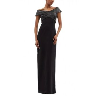 Just Cavalli Femme, Robes, Noir, Taille: 36 FR Robe &Eacute;l&eacute;gante Longue Col Bateau D&eacute;tail Paillettes