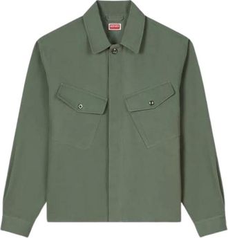 Kenzo Homme, Vestes, Vert, Taille: L Veste chemise utilitaire en twill de coton
