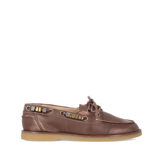Pinko Leder-Bootsschuhe mit Schmuckdetails - - Shoes - Damen - Braun - 37 EU