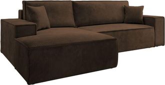 Selsey Selsey Farese - Ecksofa mit Cordbezug, Schlaffunktion und Stauraum, Braun, links