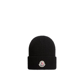 Moncler Moncler Tricot Wool Blend Beanie, Men, Black, Size: One Size