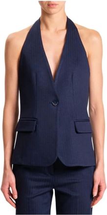 Vicolo Femme, Vestes, Bleu, Taille: 40 FR Gilet Punto Milano &agrave; Rayures