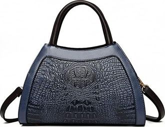 Generic Sac &agrave; main crocodile pour femme, sac &agrave; main tendance avec poign&eacute;e sur le dessus, sac &agrave; bandouli&egrave;re moyen pour femme, bleu, Medium