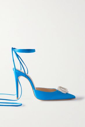 Magda Butrym Escarpins En Satin À Cristaux - Bleu