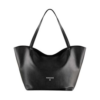 Patrizia Pepe Stilvolle Lederhandtasche Geh&auml;mmertes Finish - - Bags - Damen - Schwarzk - ONE SIZE