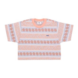 Obey Gestreiftes Crop Tee Pfirsich Sand Multi - - Tops - Damen - Mehrfarbig - M