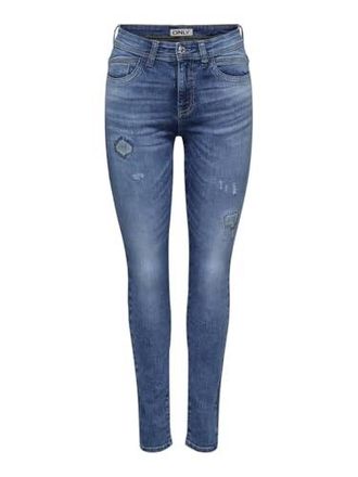Only Onlrush Mid Waist SK Rep DNM Mas Jeans, Denim Bleu m&eacute;dium, M x 30L Femmes