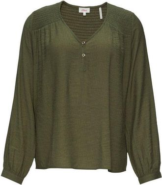 s.Oliver Langarmbluse Bluse Strukturierte Bluse aus Viskosemix mit Smok Details