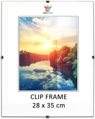 MG Design Cliprahmen 28 x 35 cm - rahmenloser Bilderrahmen mit Acrylglas & HDF Rückwand - für Fotos, Poster & Puzzle, vertikal & horizontal