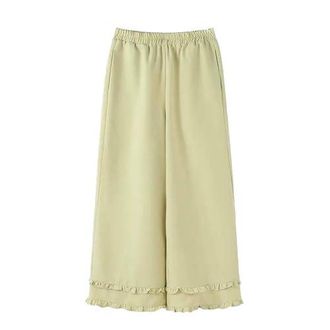 Generic Pantalons pour femme - Taille &eacute;lastique - Long - Automne - Volants - D&eacute;contract&eacute; - Solide - Jambe large - Streetwear - Pantalon de travail, kaki, 3XL 