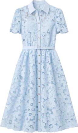 Self Portrait Femme, Robes, Bleu, Taille: 34 FR Robe Midi &agrave; Col en Dentelle