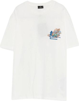 Etro Homme, Tops, Blanc, Taille: XL Logo T-shirt