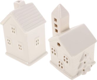 Aboofan 2stücke Keramikhäuser Mit Led-licht Kleine Dorfhäuser Als Weihnachtshaus-Ornament Hängende Weihnachtsdeko Für Tafeldekoration Weihnachtsbaumdeko