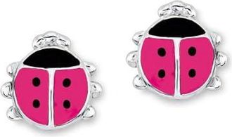 Prinzessin Lillifee Boucles doreilles en argent 925 Sterling pour enfants, 0,6 cm, rose, coccinelle, Livré en boîte cadeau, 9045990