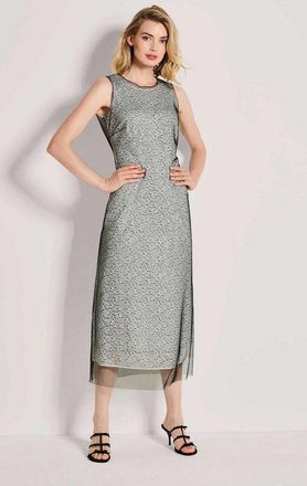 Madeleine Maxikleid Elegantes T&uuml;llkleid mit Spitzendetails Baumwollkleid mit Rundhals, Kniel&auml;nge und ohne Arm