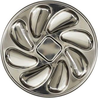 COOK CONCEPT Home Deco Factory, KU6711, Eleganter Teller für 8 Austern, raffiniertes Design, Vertiefungen für Stabilität, aus langlebigem Silber, ideal für Meeresf