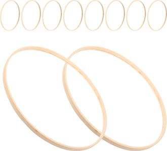 Angoily 10 St&uuml;ck Holz Bastelreifen 21cm - 10 St&uuml;ck Runde Kranzrahmen aus Bambus f&uuml;r Selbstgemacht Traumf&auml;nger Blumenkr&auml;nze Hochzeitsdeko Stabile Makramee Ring