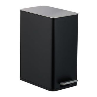 Relaxdays Kosmetikeimer, 10 Liter, Absenkautomatik, entnehmbarer Inneneimer, Bad Mülleimer mit Deckel, Badeimer, schwarz