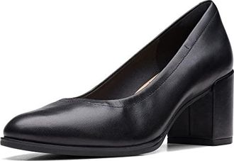 Clarks Femme Freva55 Court Shoes, Black Leather, 39.5 EU