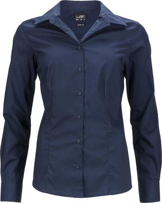 James & Nicholson Damen Ladies Business Shirt Longsleeve Bluse, Blau (Navy), 34 (Herstellergr&ouml;&szlig;e: S)