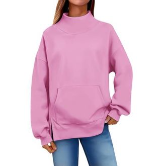 Generic Sweatshirts pour femmes, sweatshirts pour femmes, couleur unie, haut surdimensionn&eacute;, col rond, manches longues, automne hiver, d&eacute;contract&eacute;, confortabl