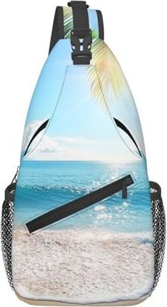 Generic Sac &agrave; dos &agrave; bandouli&egrave;re avec palmiers tropicaux &agrave; Hawa&iuml; en &eacute;t&eacute; - Sac &agrave; bandouli&egrave;re de voyage pour homme - Sac &agrave; dos de randonn&eacute;e