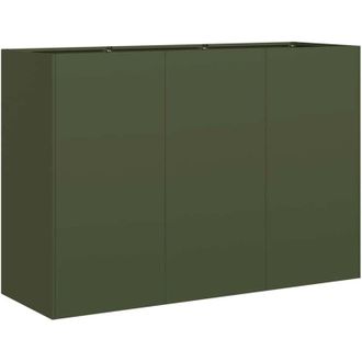 vidaXL Vidaxl - Jardini&egrave;re en acier lamin&eacute; &agrave; froid vert olive 120x40x80 cm - Fond ouvert pour drainage efficace - Id&eacute;al pour plantes et l&eacute;gumes
