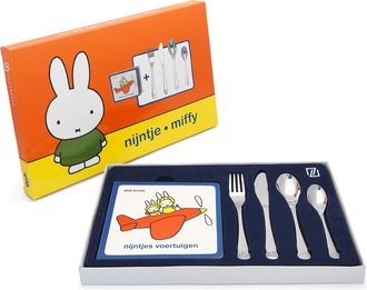Zilverstad Kinderbesteck 4tlg Miffy Fahrzeuge + Buch