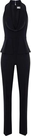Elisabetta Franchi Jumpsuit aus leichtem Cr&ecirc;pe und Satin - - Jumpsuits & Playsuits - Damen - Schwarzk - L
