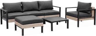 Sweeek Gartenlounge-Set Aluminium und Polyrattan, 5 Sitzpl&auml;tze Anthrazit / Dunkelgrau
