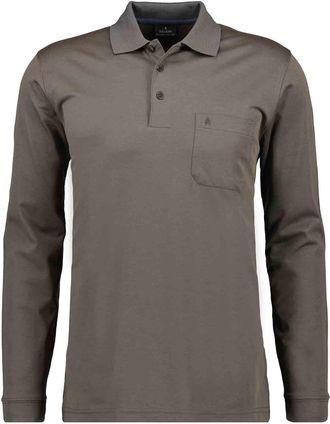 Ragman Herren Softknit-Polo mit Brusttasche, Langarm Taupe dunkel-867, 5XL