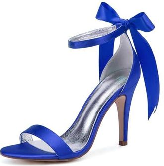 Generic Chaussures Mariage Femmes Aiguille Talon Heel Ouvert Bout Sandales Mari&eacute;e Talons Classique Dress Heels10.5 CM,Bleu,42 EU