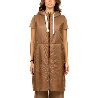 Max Mara Camel Wasserabweisender Midi-Gilet mit Kapuze - - Jackets - Damen - Braun - 2XS