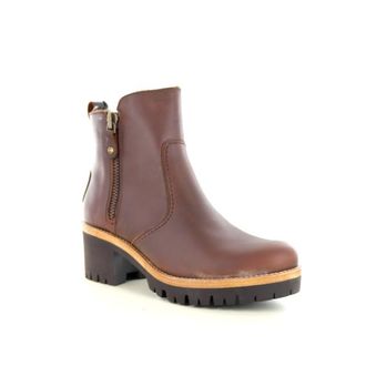 Panama Jack Damen Pauline B9 Bark wasserdichte Lederstiefeletten mit Absatz