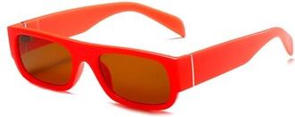 Generic Lunettes de soleil rectangulaires vintage pour femmes lunettes de soleil tendance lunettes hommes classique fleur cadre punk lunettes UV400, C7 rouge-