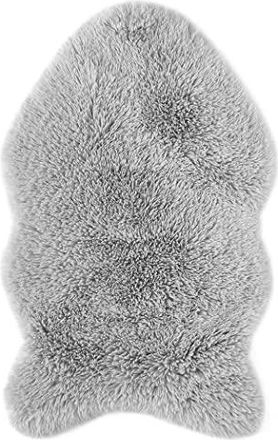 Andiamo Kunstfell Teppich Alpa gemütlicher hochfloor Fellteppich 35 mm Florhöhe weich und flauschig silber 50 x 80 cm