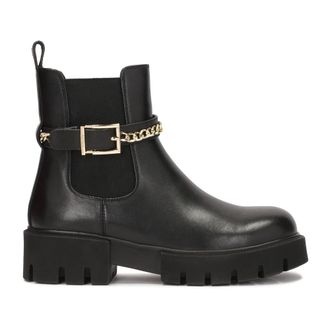Kazar Chelsea-Boots mit dekorativem G&uuml;rtel und Kette - - Shoes - Damen - Schwarzk - 36 EU