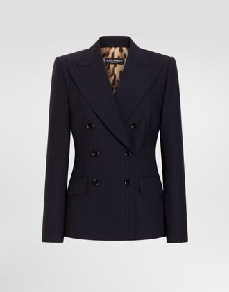 Dolce & Gabbana Jacke Turlington Aus Wolle Doppelreihig In Nadelstreifenoptik - Frau Blazer Mehrfarbig 46
