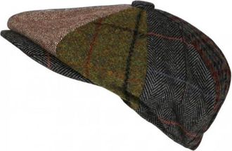 Nyls Cr&eacute;ation Casquette Gavroche en Laine Patchwork Style Anglais Vintage Surwal - Taille Unique - Vert