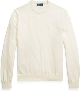 Polo Ralph Lauren Pull droit brod&eacute; en coton et cachemire m&eacute;lang&eacute;