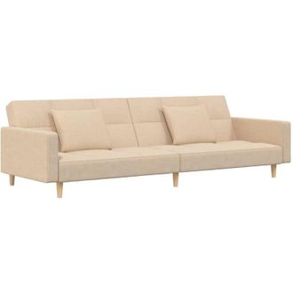 vidaXL Schlafsofa 2-Sitzer mit 2 Kissen Creme Stoff Vidaxl