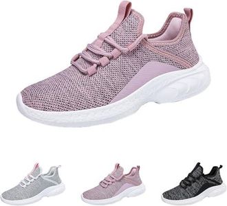 Generic Baskets athl&eacute;tiques pour femme - Chaussures de marche &agrave; lacets l&eacute;g&egrave;res et respirantes - Antid&eacute;rapantes - Pour jogging, fitness, tennis, rose, 37.5 EU