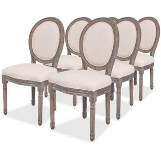 vidaXL Vidaxl - Chaises &agrave; manger lot de 6 cr&egrave;me tissu