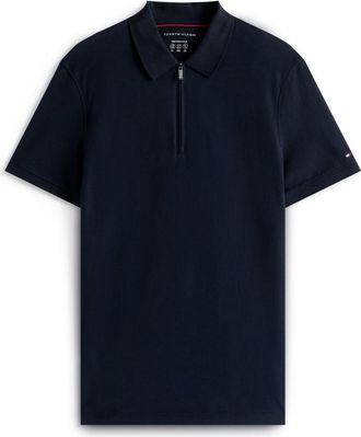 Tommy Hilfiger Poloshirt in Jersey-Qualität mit Reißverschluss und Logo-Aufnäher in