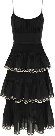 Zimmermann Femme, Robes, Noir, Taille: 38 FR Robe Midi Broderies Anglaises &agrave; Volants