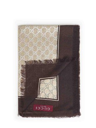 Gucci GG Laminated Wool Shawl - Brown