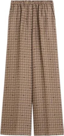 Max Mara Femme, Pantalons, Brun, Taille: 40 FR Pantalon en soie imprim&eacute;e